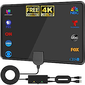 2023 TV Antenna Digital HD Indoor Smart Antenna Amplifier 420+ Miles Long Range - Support 4K 1080p Fire Stick and All Television VHF UHF - Outdoor Signal Booster for Local Channels -20ft HDTV Cable
