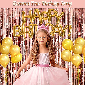 6 Pack Rose Gold Foil Fringe Curtains Party Backdrop, 3.28 x 8.2 ft Metallic Foil Tinsel Fringe Backdrop Door Fringe for Photo Wedding Birthday Bridal Showers Graduation Theme Party Decorations