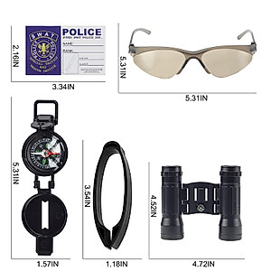 16 Pcs Police Pretend Play Toys,Police Role Play Kit for Halloween Dress Up Party,Cop Toy Set,Boys and Girls Role-Playing Toys,Police Toys Set for Birthday Party Gift