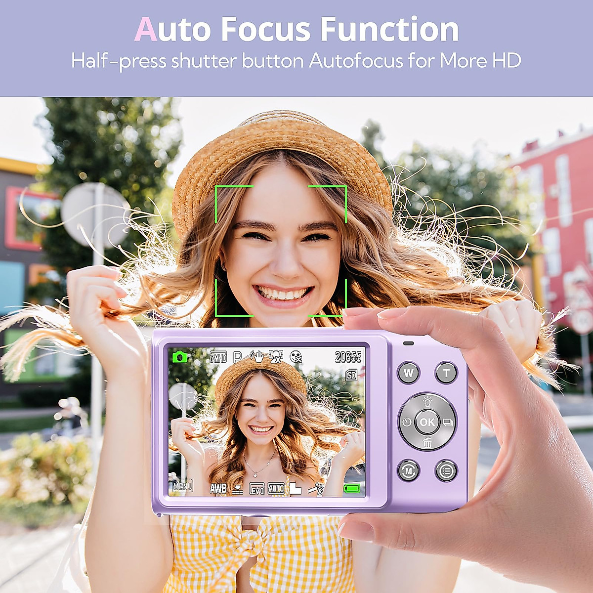 Digital Camera, Autofocus FHD 4K Vlogging Camera 48MP 16X Digital Zoom Digital Camera with 32GB Memory Card Portable Compact Small Video Camera for Teens Adult Beginner