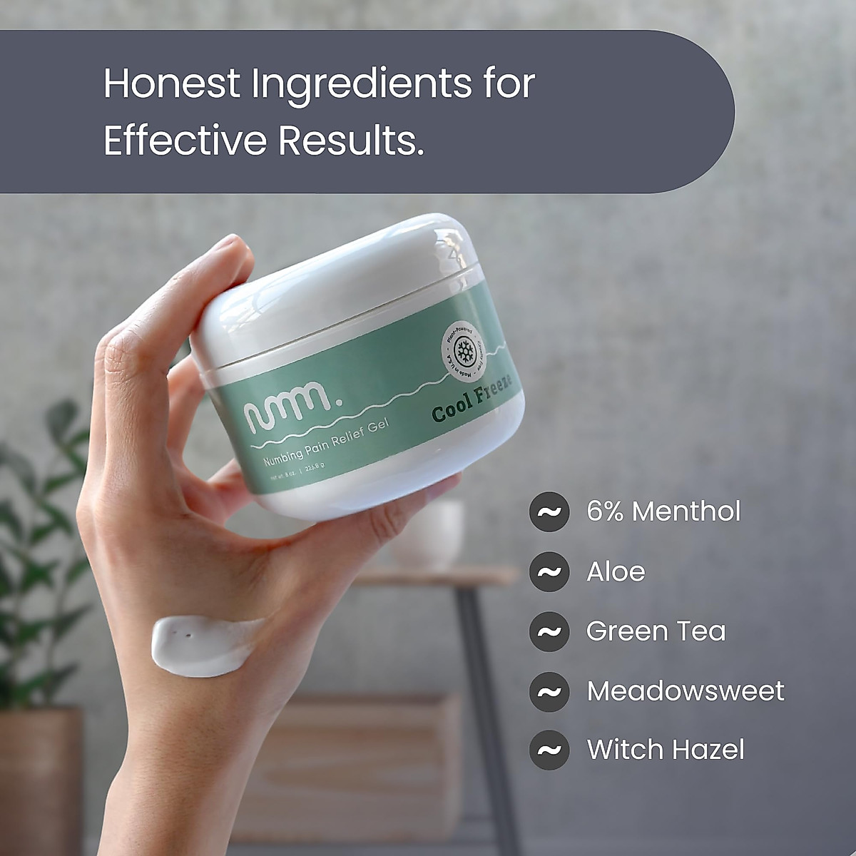 numm. Instant Pain Relief Gel, Cool Freeze, 6% Menthol, Citrus Mint Scent, 8oz, 1 Count