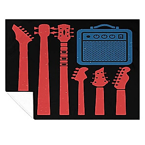 Rock N Roll USA Flag Flannel Fleece Throw Blanket Soft Warm Lightweight Fuzzy Plush Blankets for Bed Couch Sofa 70"x80"