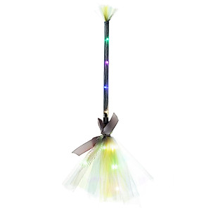 Beertoy Halloween Party Witch Broom with LED Lights Plastic Cosplay Broomsticks Props for Halloween Cosplay Costume Accessory Lighted Witch Broom