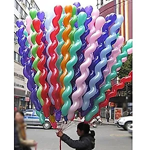 Boopati Latex Spiral Balloon 40 Inches,Mixed Color 100 pcs for Children's Birthday Decoration