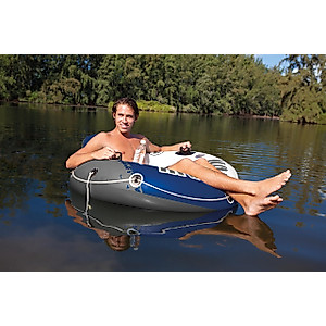 Intex 58825EP River Run 1 Inflatable Floating Lounge: Comfortable Backrest – Built-in Cup Holders – Handles – Grab Rope – 220lb Capacity– Blue, 4 Pack