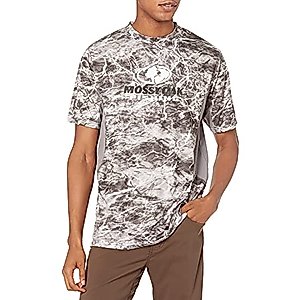 Staghorn Mens Mossy Oak Fishing Short Sleeve Camo Shirt, Aqua Manta, Large