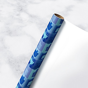Designer Greetings Glitterwrap™ Hanukkah Gift Wrap – Dreidels, Star of David, Menorahs, Coins and Blue Striped Pattern (4 Rolls/Designs Per Pack, 30” x 192”, 40 Sq. Ft.)