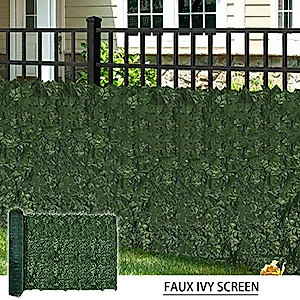COARBOR 5 Pcs 58'' x 196'' Faux Ivy Privacy Fence Screen Cover with Mesh Artificial Leaf Vine Hedge Outdoor Decor for Garden Backyard