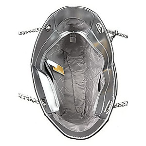 Michael Kors Large Jet Set Travel Chain Shoulder Tote (Silver)