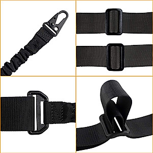 Depring 2 Points Rifle Sling Length Adjustable Traditional Gun Shoulder Strap with Metal Hook (Black)