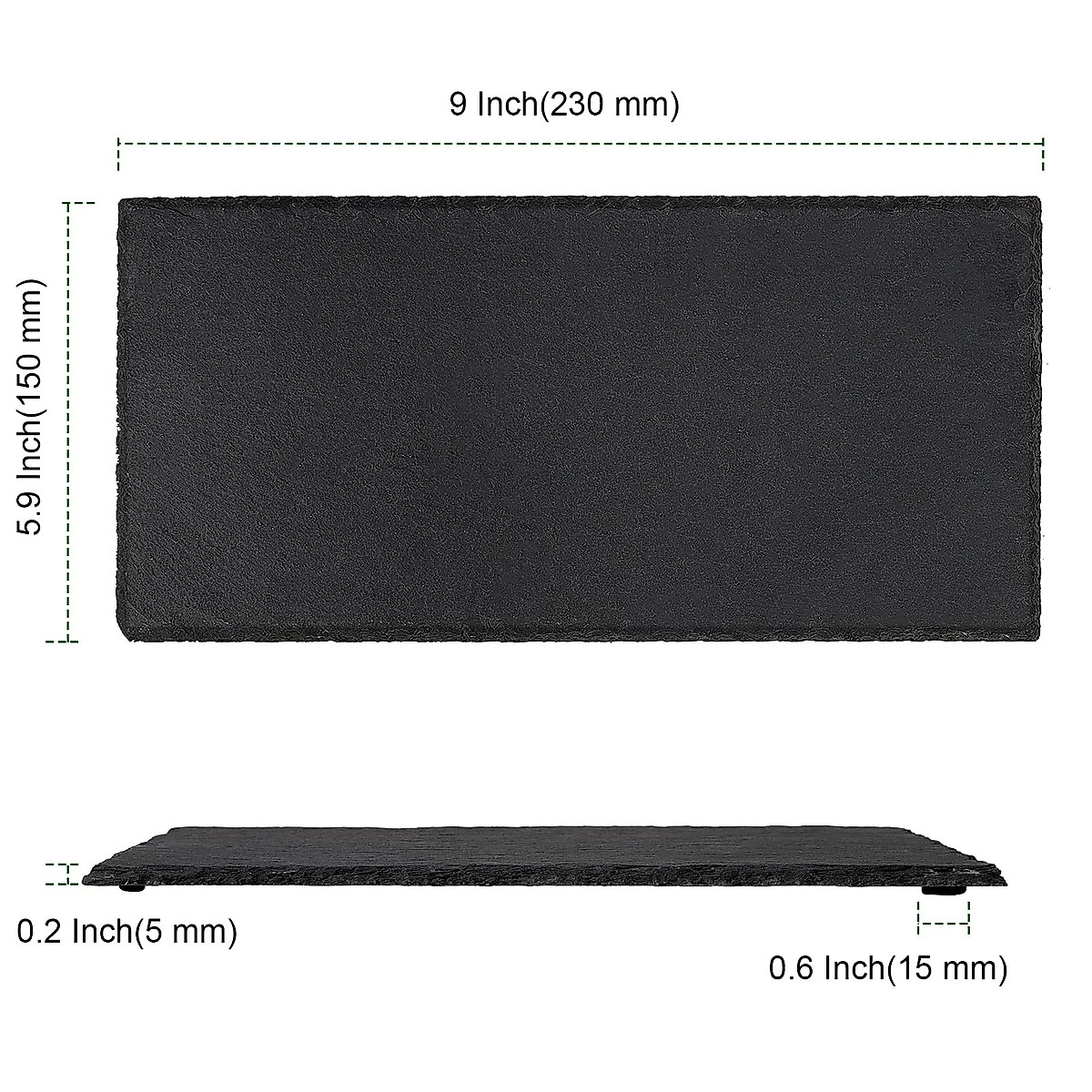 PINGEUI 8 PCS 9 x 6 Inches Black Slate Cheese Board, Rectangular Slate Stone Serving Plates with Natural Edge, Modern Slate Cheese Platter Tray Cutting Board for Cheese, Appetizer, Sushi, Charcuterie