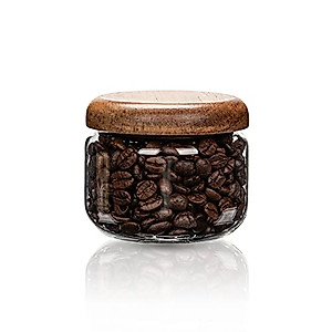 HolaJia Glass Food Storage Containers With Wooden Lids - Small Coffee Jars - Pantry Organization For Overnight Oats, Cereal, Rice, Candy (10oz(300ml))