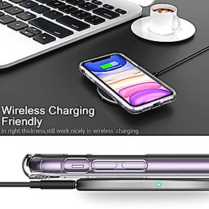 BICOL iPhone 11 Case Clear with Design for Girls Women,12ft Drop Tested,Military Grade Shockproof,Slip Resistant Slim Fit Protective Phone Case for Apple iPhone 11 6.1 inch 2019 Purple Blossoms