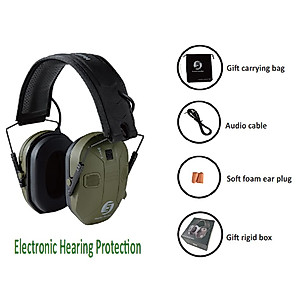 FUYOU 4 Mics Electronic Ear Protection Shooting Hearing Protection Ear Muff Gun Range-Noise Canceling Electronic Earmuff Hunting Sound Amplifier Ear Protector