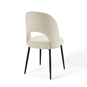 Modway Rouse Upholstered Fabric Dining Side Chair, Black Beige 23 x 19.5 x 33.5