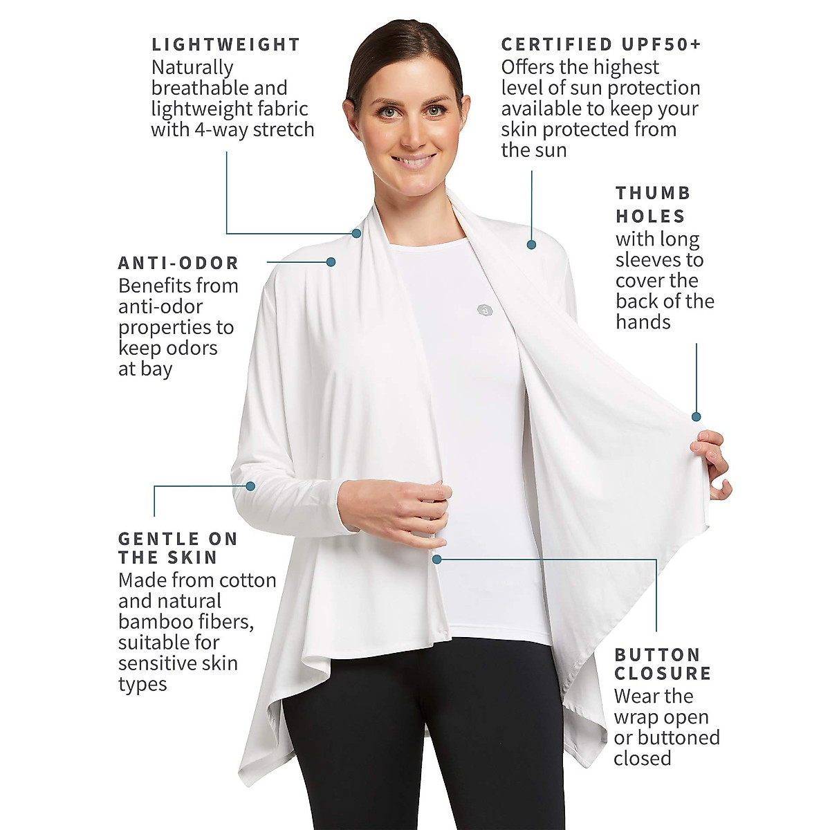 Solbari UPF 50+ Sun Protective Luxe Sun Wrap – Large/X-Large, White