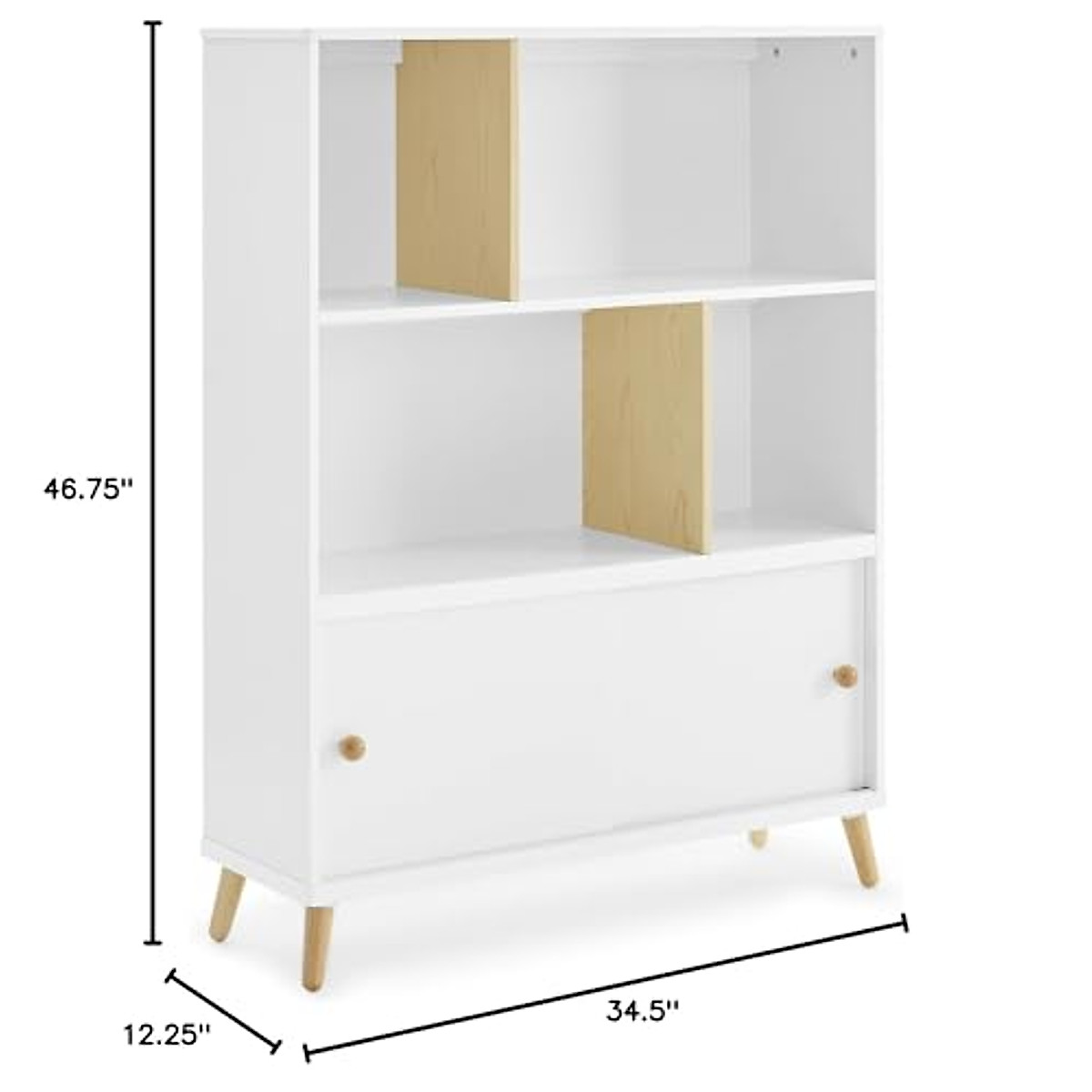 Delta Children Essex Bookcase - Greenguard Gold Certified, Bianca White/Natural