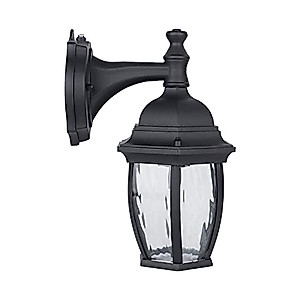 YoonLIT SMARTLIFE Dusk to Dawn Outdoor Wall Lantern, Wall Sconce as Porch Light Fixtures, Aluminum Housing Plus Clear Water Glass, Bulb NOT Included, Black, 1-Pack