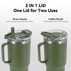 HASLE OUTFITTERS 30oz Tumbler With Handle, Insulated Travel Coffee Mug With Straw Leak-Proof Double Wall Stainless Steel Vacuum Tumblers Metal Cup with Straw for Hot and Cold Drink