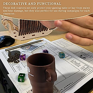 D&D Class Coasters Set of 14 with Holder Hexagon Gaming Mug Mats Wooden Laser Engraved DND Classes Icons Gift for Dungeons and Dragons Fans, Game Master