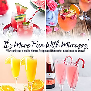 PRESTIGE Mimosa Bar Kit - Glass Carafe with Lids 27oz & Brunch Decor, Mimosa Pitcher w/Plastic Carafe Lid, Bubbly Juice Carafes for Mimosa Bar Supplies, Baby Bridal Shower (Mimosa Set (3 Carafes))