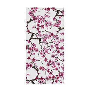 ZzWwR Beautiful Pink Cherry Blossoms Branch Floral Pattern Soft Highly Absorbent Large Decorative Hand Towels Multipurpose for Bathroom, Hotel, Gym and Spa (16 x 30 Inches)