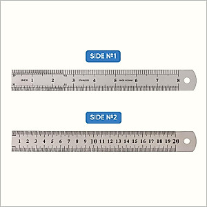 Stainless Steel Metal Flexible Rulers - 8 Inch (20 cm) - Pack of 2 - Metal Flexible Ruler Inches & Centimeters - Metric and Standard Classic Stainless Steel Flexible Rulers