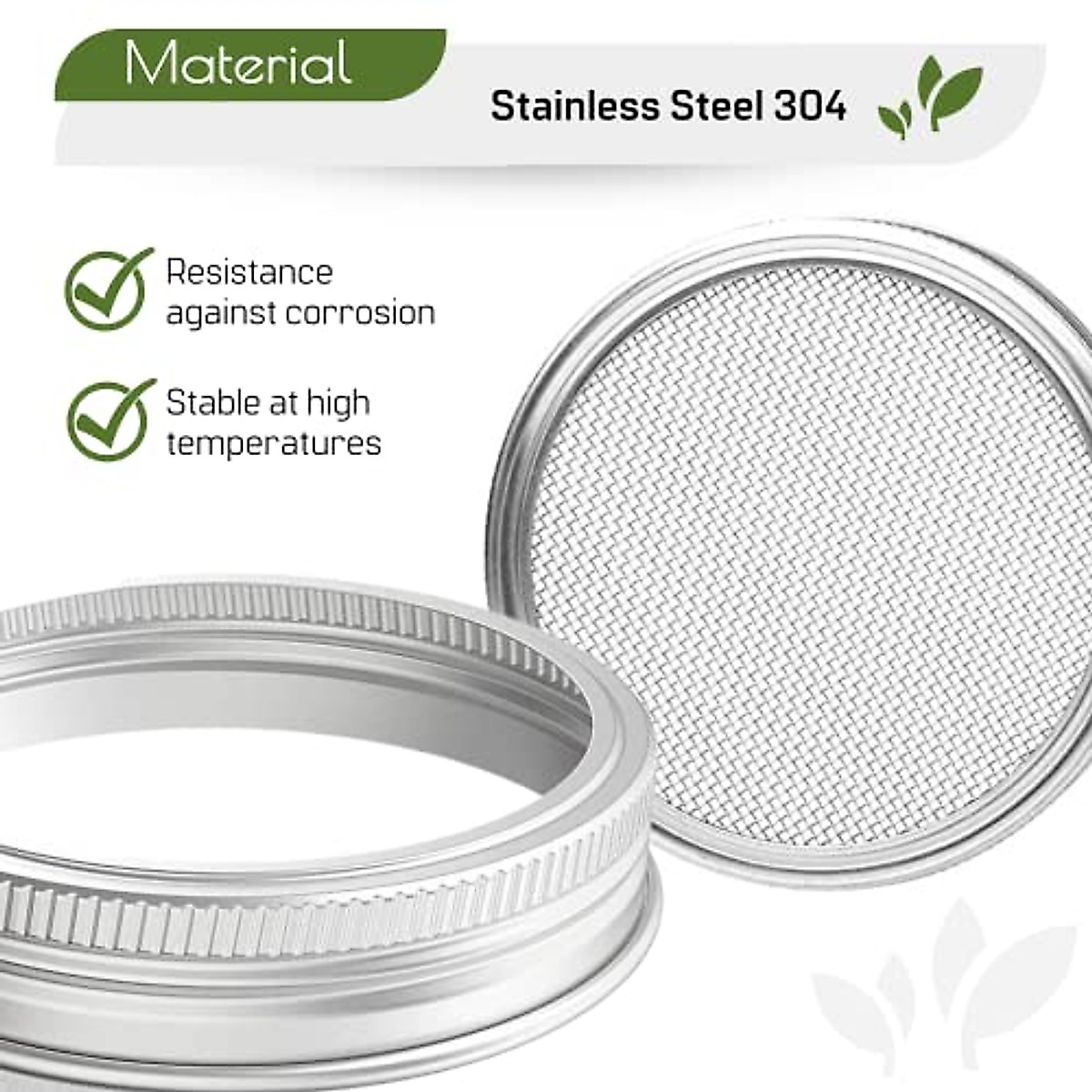 6PCS Stainless Steel Sprouting Lids – Regular Mouth Mason Jars Lids for Germination Kit 304 Stainless Steel Sprouting Jar Mesh Lids for Sprouts Grow Kit for Growing Broccoli Mung Bean Sprouts Alfalfa