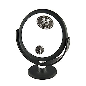 Danielle Portable Two-Sided Vanity Makeup Mirror with 12x Magnification, Midnight Matte Black