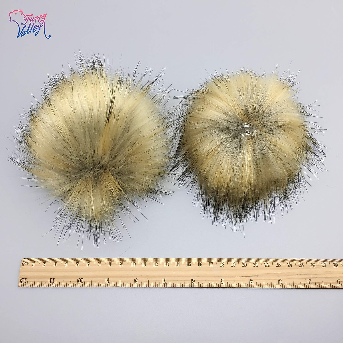 Furryvalley Faux Fur Pompom 6pcs DIY Crafts Fluffy Balls for Hat Shoes Scarves with Snap Fastener Removable Knitting Hat Horse Riding Hat Silk Accessories 6 Inch Extra Large(Brown)