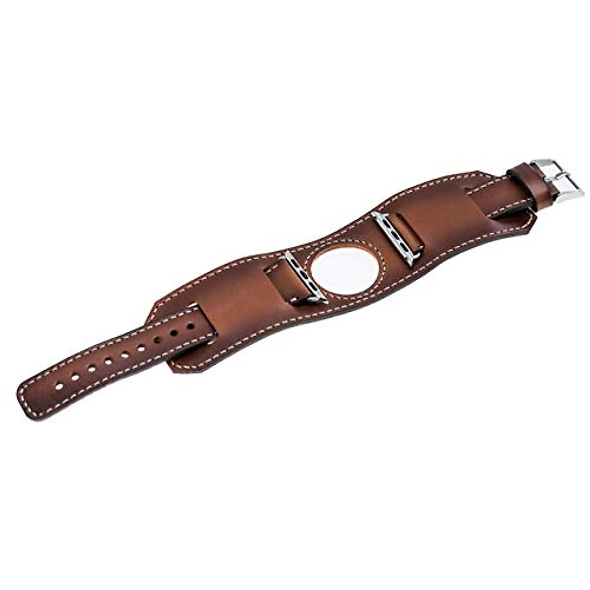 VENOULT Compatible Apple Watch Cuff Brown Leather Band for All Series iWatch Band, Man or Women, Genuine Leather Strap, High Quality, Engraving Available, HANDMADE