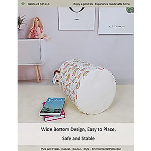 ONOEV Round waterproof laundry basket、foldable storage basket、laundry Hampers with handle、gift basket,suitable for children's room and toy storage (Rainbow)