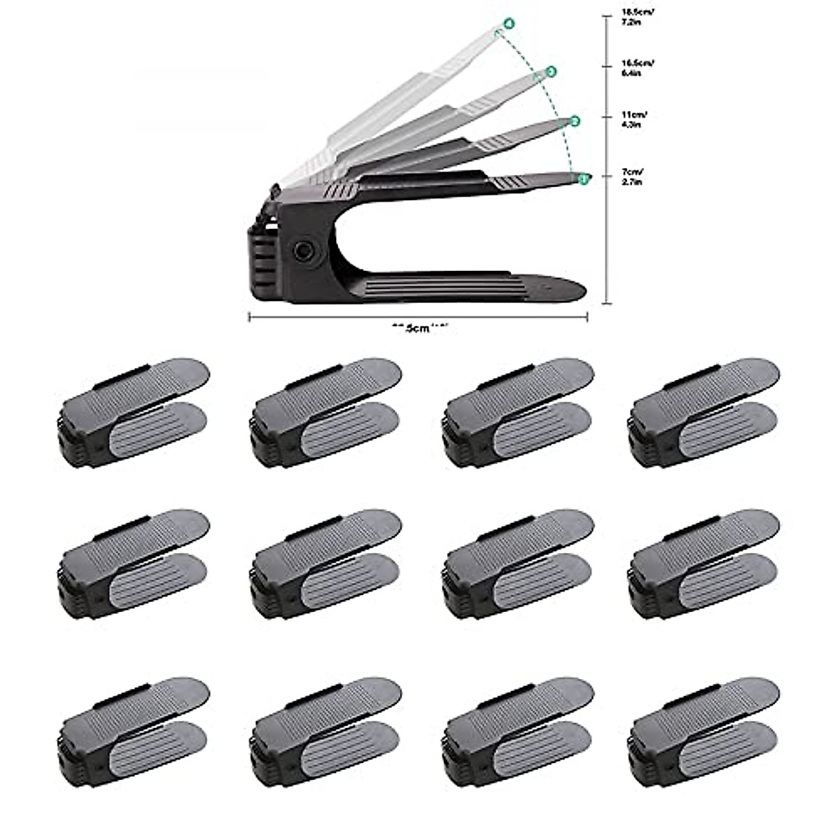 JunJia 10pcs Shoe Slots Organizer Space Saver Shoe Stacker Storage Adjustable Double Deck Rack Holder for Closet-Khaki