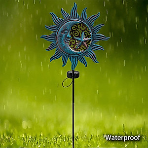 DREAMSOUL Solar Pathway Lights Outdoor Garden Decorative Metal Retro Sun Face Solar Lights with Stakes Garden LED Lights Waterproof Solar Lights Yard Art Decor for Pathway, Lawn, Patio, Party, Home