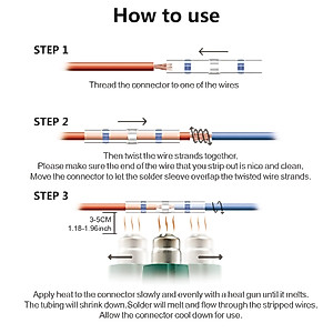 HiepGiay 120PCS Heat Shrink Solder Seal Wire Connectors,Soldering Butt Connectors,Waterproof Insulated for Electrical Equipment Wire Repair,Motorcycle Automotive Marine Boat Wiring (120)