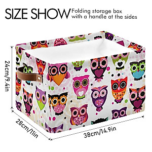 Rectangular Storage Bin Cute Owl Basket with Handles - Organizer Bin for Toys, Books, Laundry Basket for Kids/Pets, Playroom