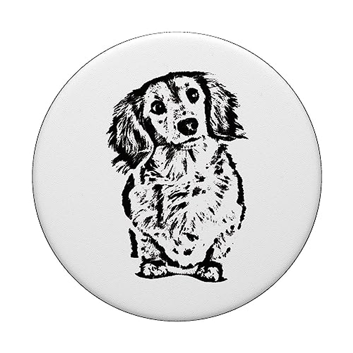 Long Haired Dachshund Cute Doxie Wiener White Black PopSockets Swappable PopGrip
