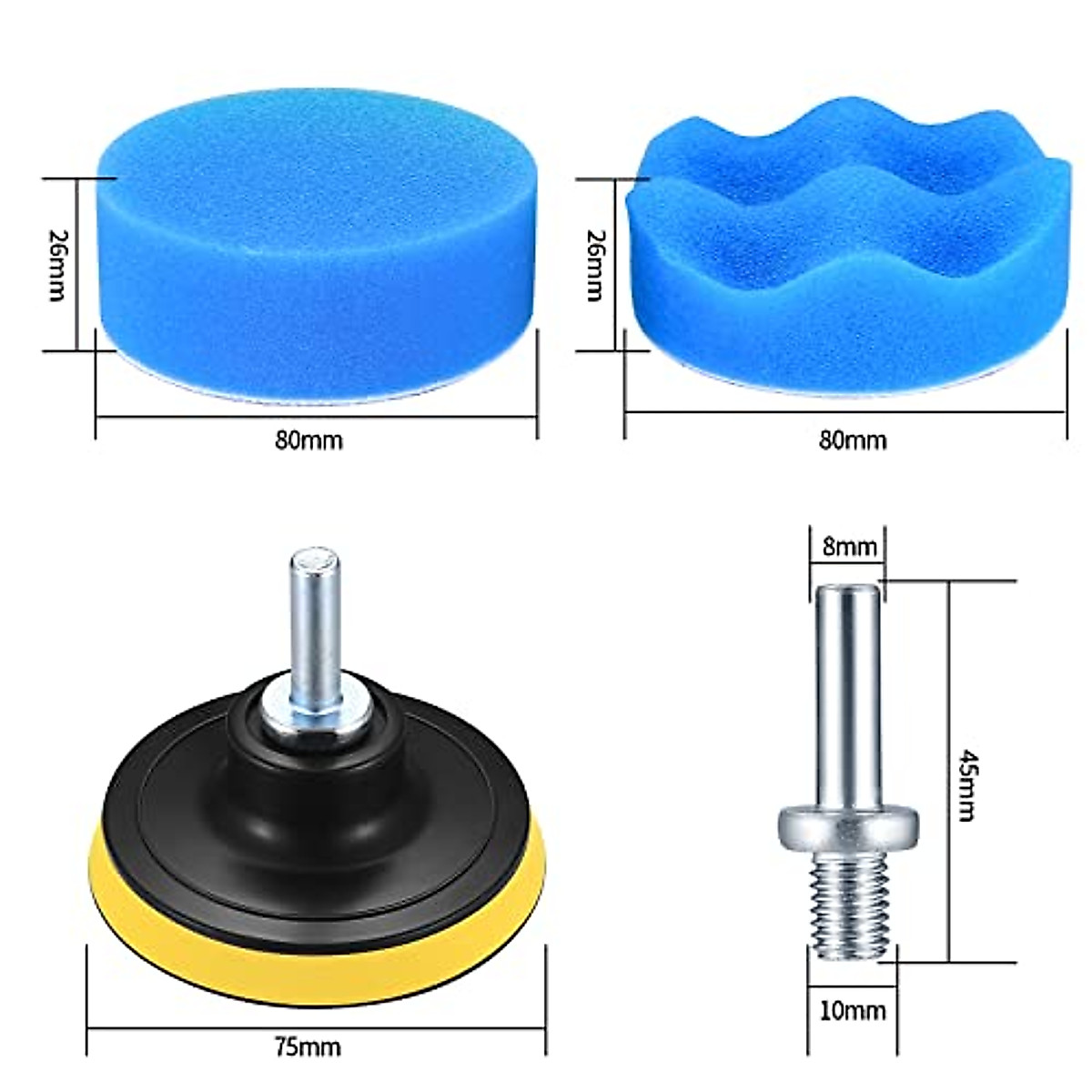 YOUYIDUN 16 Pcs Car Foam Drill Polishing Pad Kit, Car Polishing Pad kit, with Car Sponge Buffing Polishing Pads, Wool Drill Adapter Pads for Car Foam Drill, Sanding, Buffing, Waxing