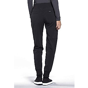 Jogger Scrub Pants for Women 4-Way Stretch with Mid Rise, Cargo Pocket, Superior Performance, and Comfort CK110A, S, Black