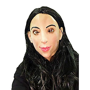HENGYUTOYMASK Latex Female Mask Rubber Human Woman Face Realistic Overhead Masks Fancy Doll Costume