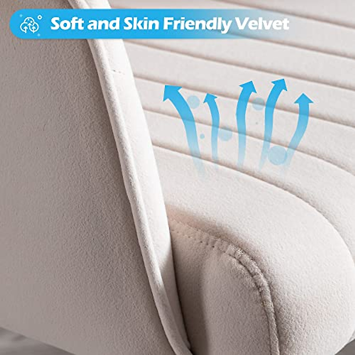 Home Office Chair Swivel Velvet Desk Chair Accent Armchair Upholstered Modern Tufted Chairs with Gold Base for Girls Women Ergonomic Study Seat Computer Task Stools for Living Room(Cream)