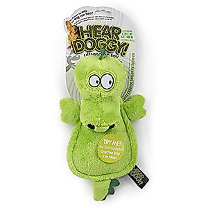 Hear Doggy Flatties with Chew Guard Technology Dog Toy, Gator, Large, Green, Model:58546