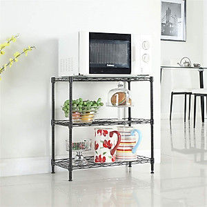 WESTHL 3-Shelf Storage Shelving Unit,Concise Carbon Steel & PP Organizer Wire Rack for Garage, Bathroom, Kitchen (Black)