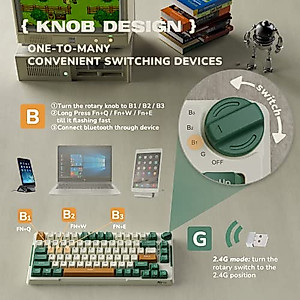 RK ROYAL KLUDGE H81 Wireless Mechanical Keyboard, 75% Knob Control Triple Mode BT5.1/2.4Ghz/USB-C Gaming Keyboard Gasket Mount with RGB Backlit 3750mAH Battery Hot Swappable Speed Silver Switches