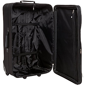 Rockland Journey Softside Upright Luggage Set,Expandable, Lightweight, Black, 4-Piece (14/19/24/28)