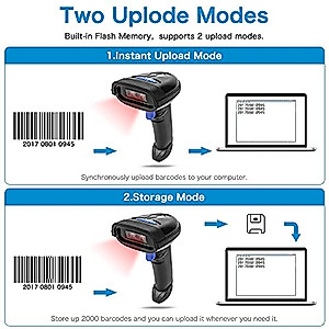 NETUM Bluetooth Barcode Scanner, Compatible with 2.4G Wireless & Bluetooth Function & Wired Connection, Connect Smart Phone, Tablet, PC, CCD Bar Code Reader Work with Windows, Mac,Android, iOS