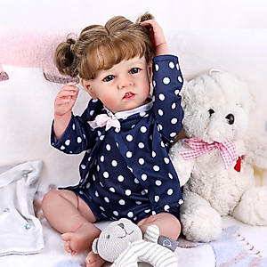 BABESIDE Lifelike Reborn Baby Dolls - 18-Inch Velvety-Smooth Skin Realistic-Newborn Baby Dolls Blue Eyes Girl Handmade Real Life Toddler Dolls with Toy Accessories Gift Set for Kids Age 3+