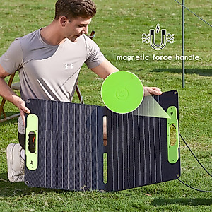 Green Power 100W Solar Panel Monocrystalline ETFE Cover Portable Foldable Solar Charger for Portable Power Station Generator USB QC 3.0, Typc C Output for Outdoor Camping Van RV Trip