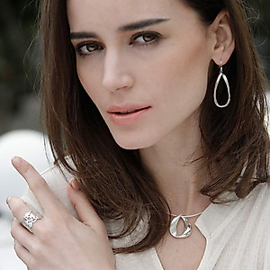 SA SILVERAGE Earrings for Women, 925 Sterling Silver Teardrop Earring Fashion Clip on Christmas Jewelry Dangly Statement Ear Rings Thanksgiving Gift