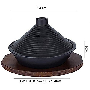 XDJ Cast Iron Taji Pot, Tagine Cast Iron with Aluminum Alloy Lid, Tajine Cooking Slow Cooker, Smoke-Free Non-Stick Cookware Saucepan, for Most Open Flame Cookware